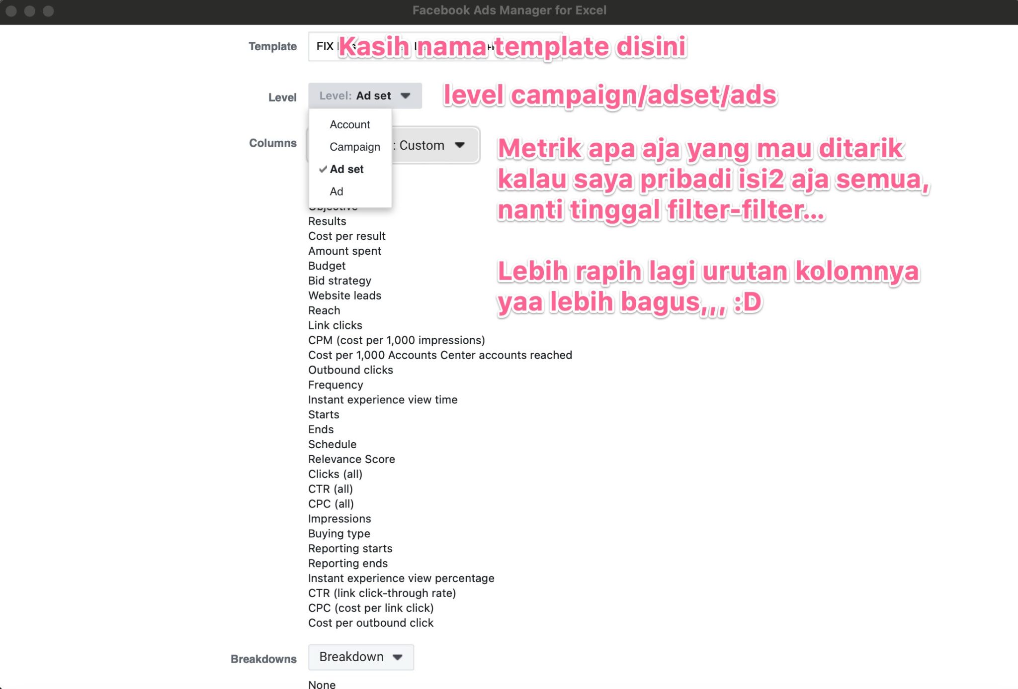 Meta Ads Manager di Excel - Cara narik data dari Multiple ads account ...